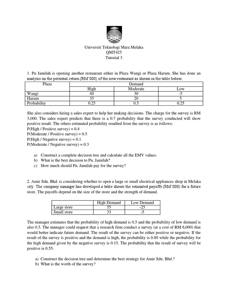 Tutorial 3 Decision Tree | PDF | Economics | Economies