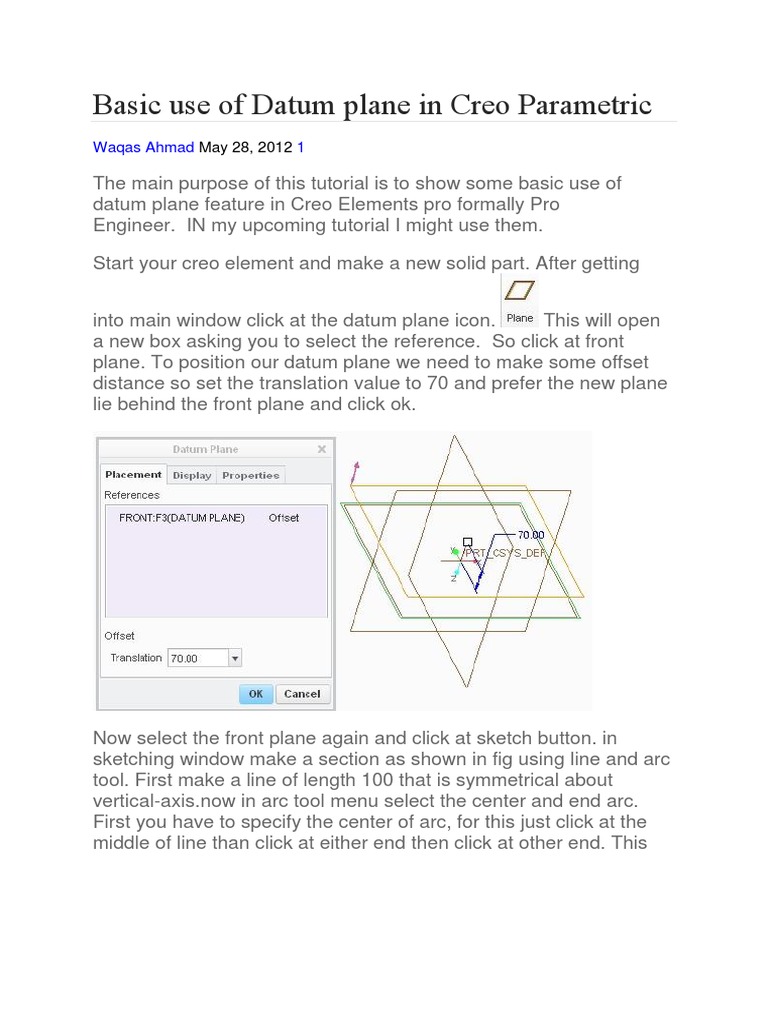 Basic use of Datum plane in Creo Parametric.docx | Plane (Geometry ...