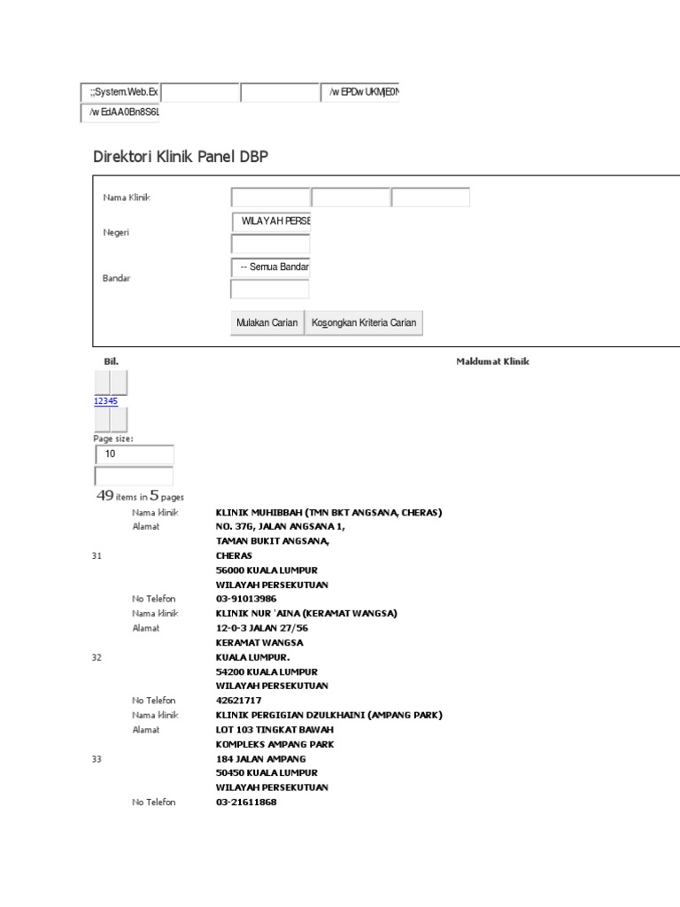 Direktori Klinik Panel DBP | PDF
