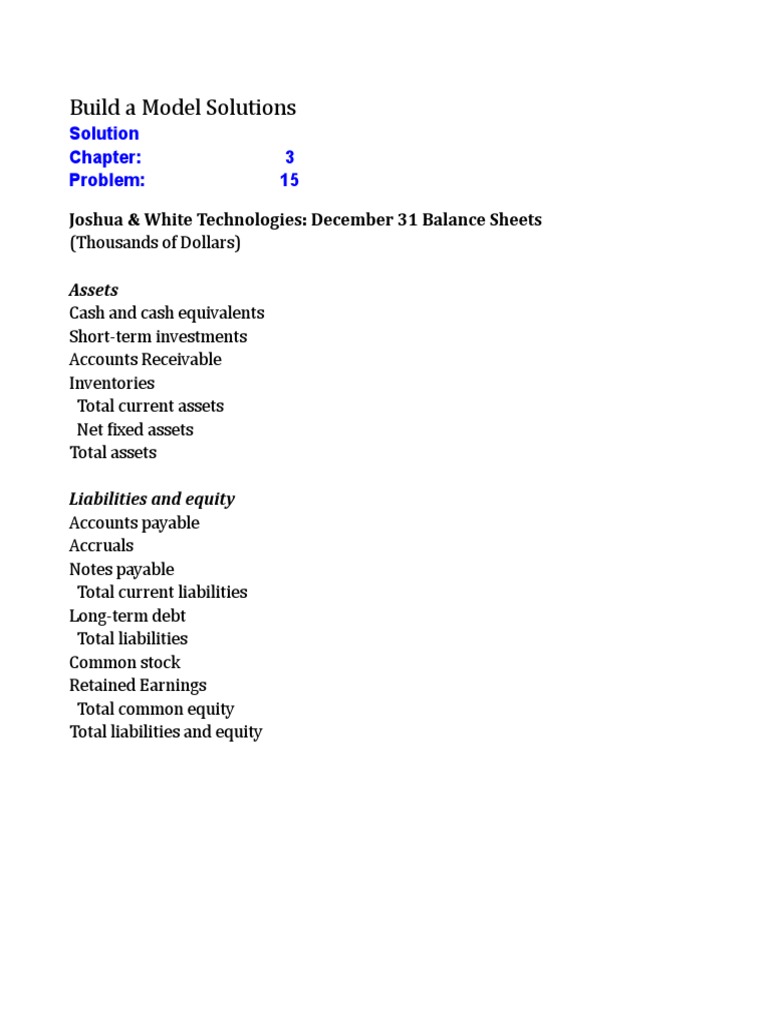 Ch03 P15 Solutions | Download Free PDF | Balance Sheet | Equity (Finance)