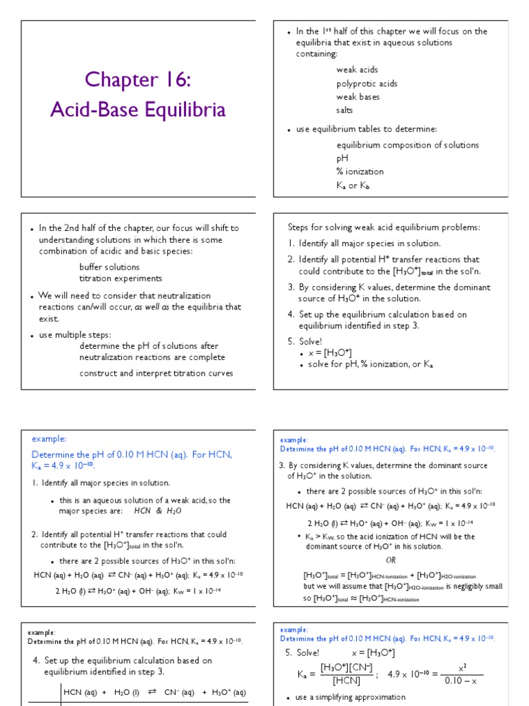 Acid Base Equilibria PDF | PDF | Acid | Acid Dissociation Constant