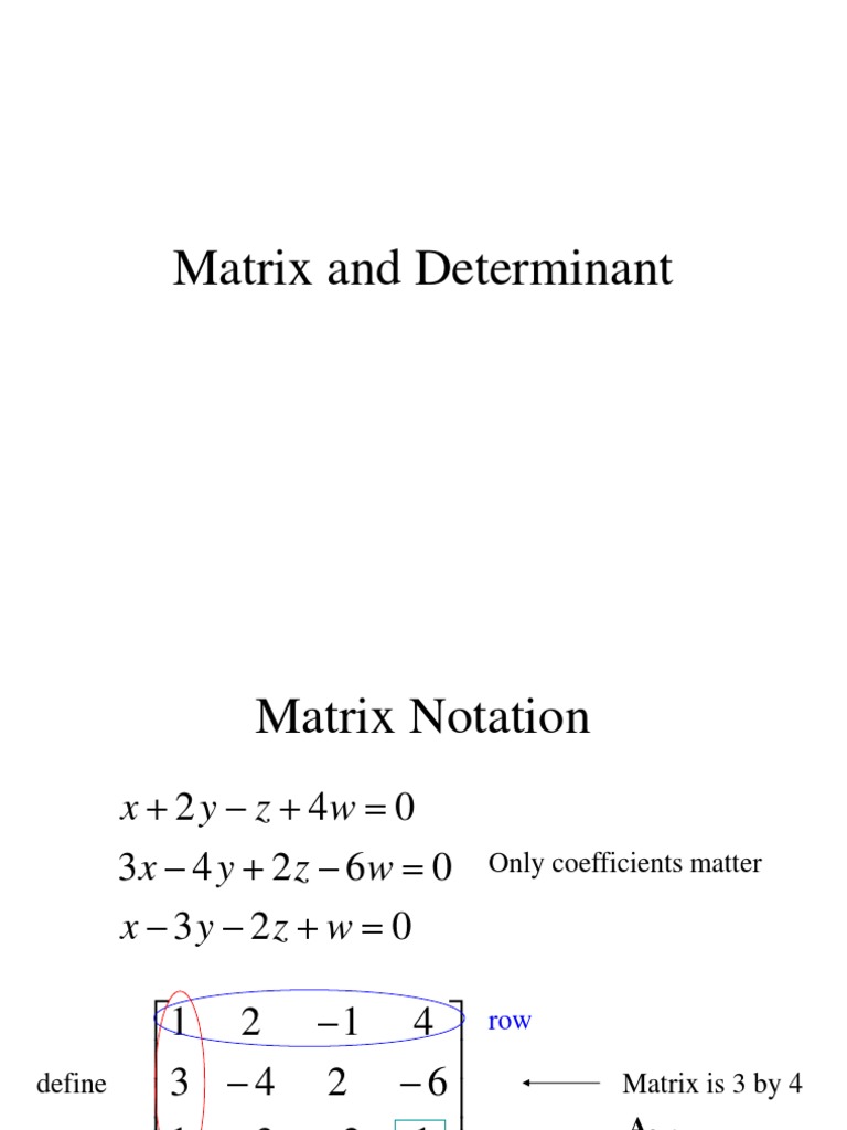 Lecture Note 2-Matrix and Determinant | PDF | Matrix (Mathematics) | Determinant
