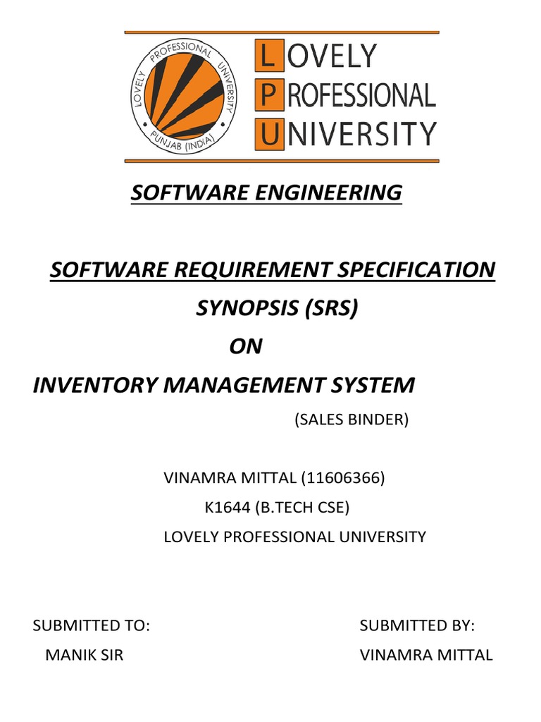Software Requirement Specification On Online Inventory Management | PDF ...