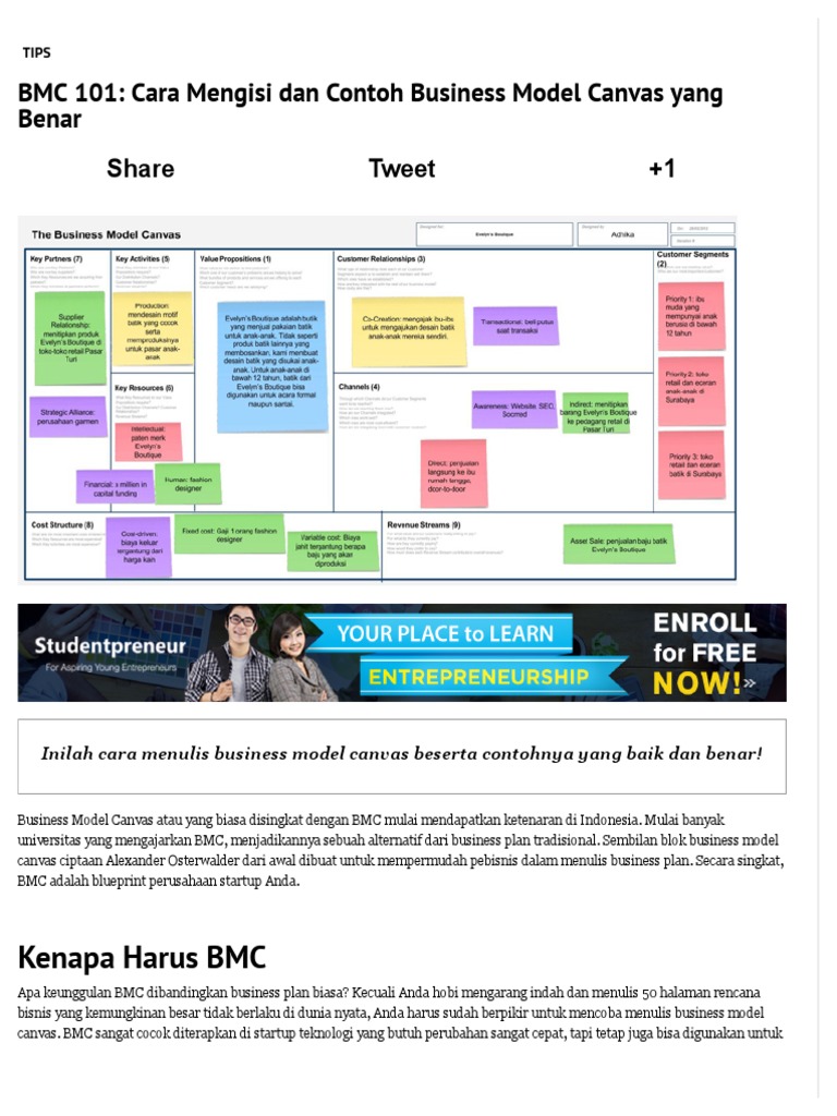 BMC 101 - Cara Mengisi Dan Contoh Business Model Canvas Yang Benar ...