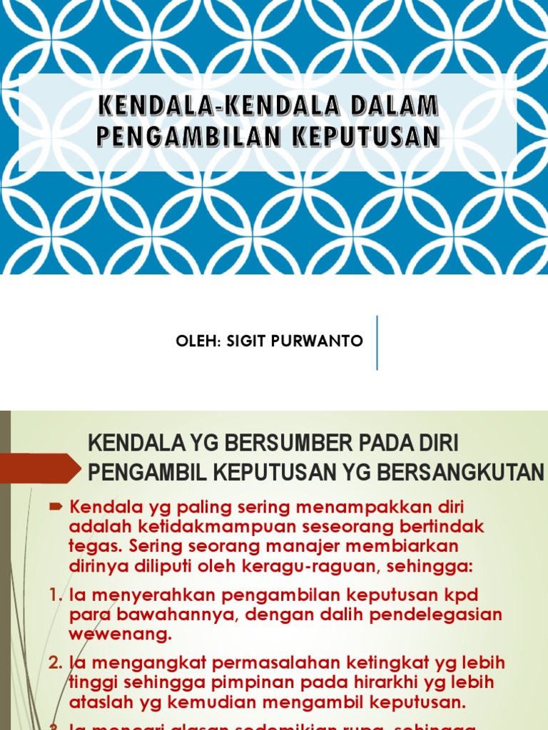Kendala-Kendala Dalam Pengambilan Keputusan | PDF