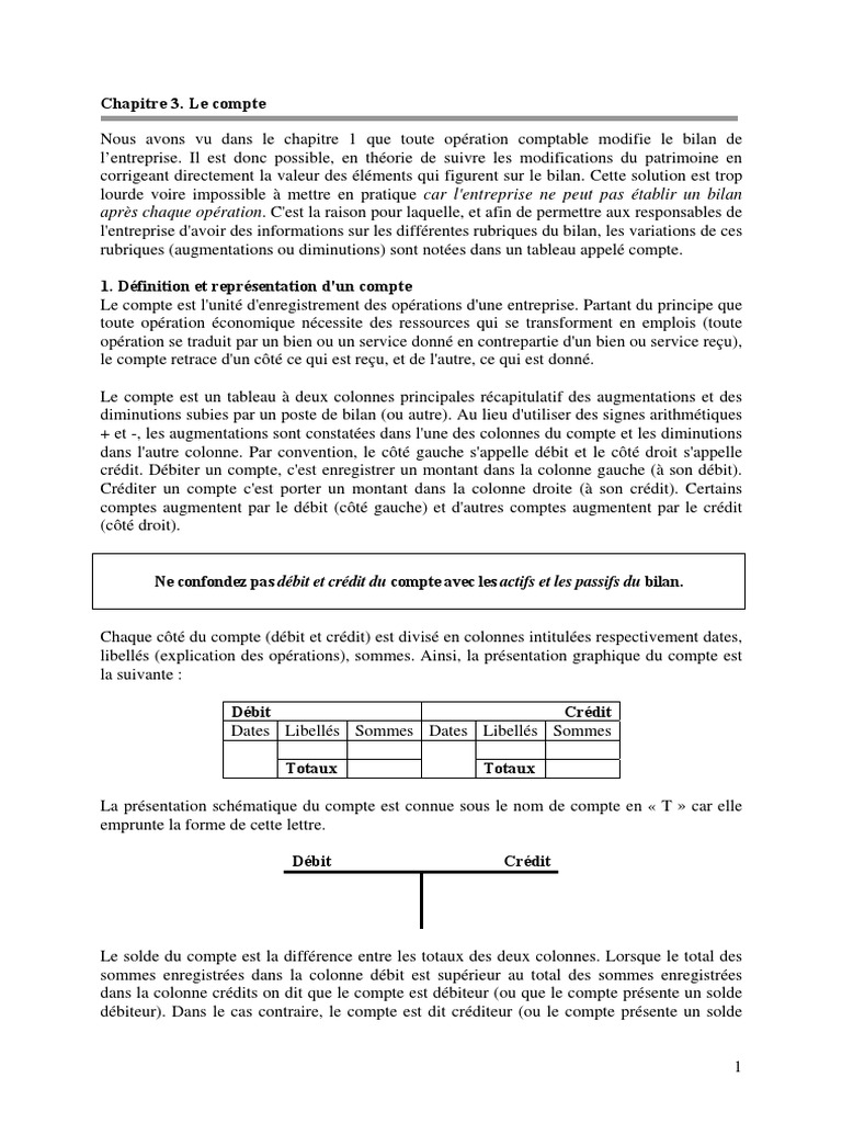 Comprendre le fonctionnement des comptes comptables | PDF | Bilan ...