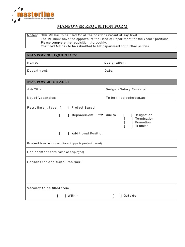 Manpower Requisition Form | PDF