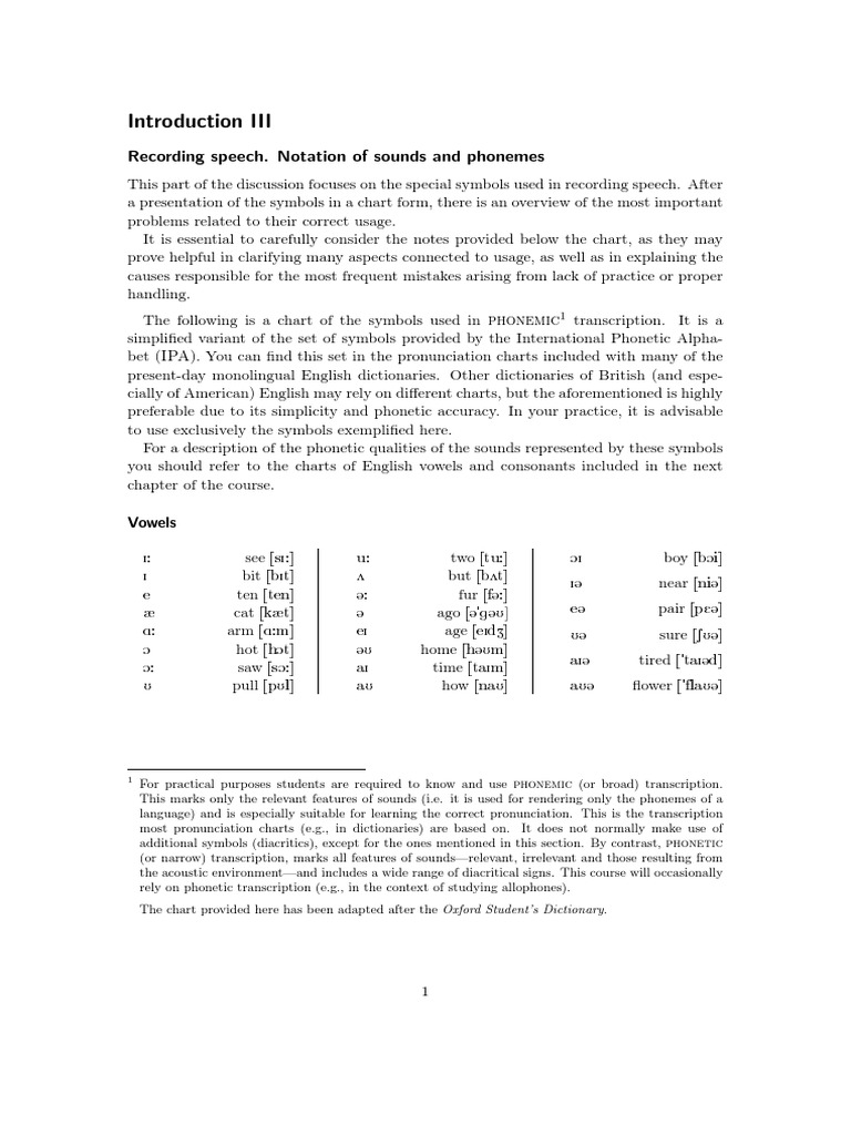 Recording Speech. Notation of Sounds and Phonemes | PDF | Syllable | Vowel