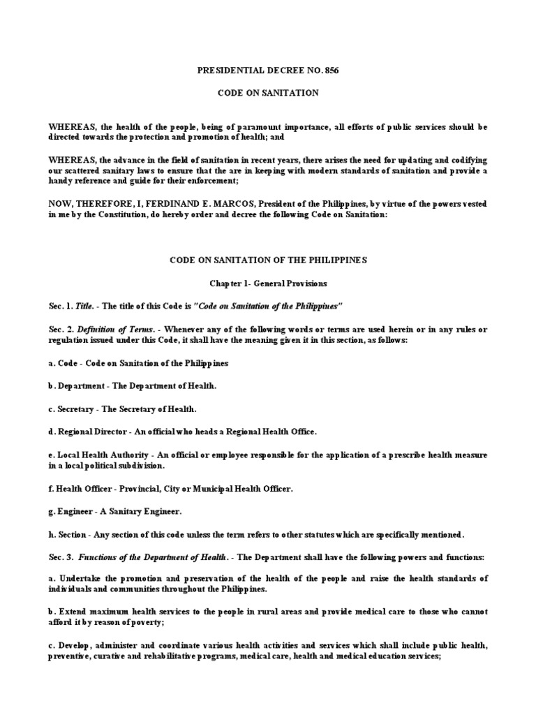 Sanitation Code of The Philippines | PDF | Home & Garden