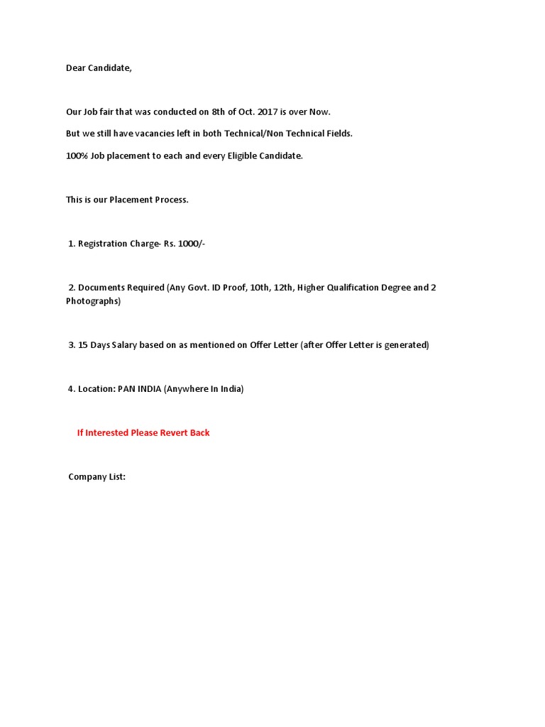 If Interested Please Revert Back | PDF