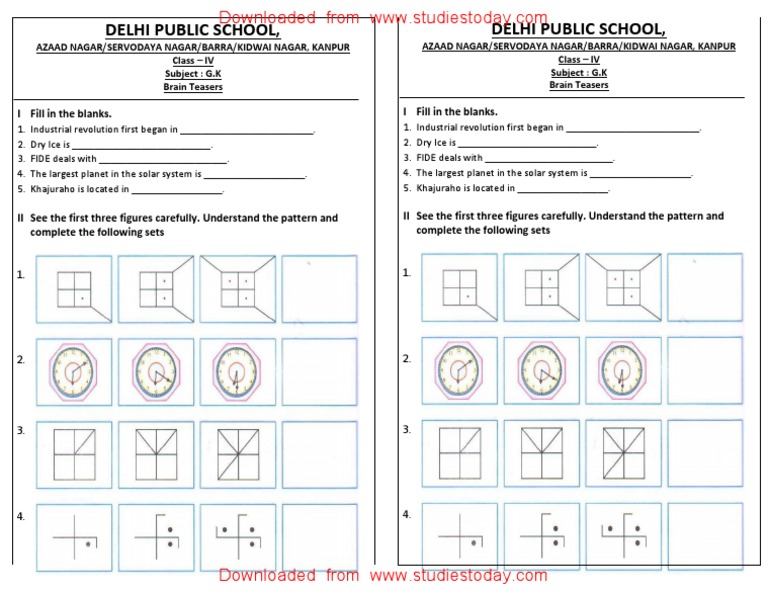Class 4 G.K. Brain Teasers Worksheet | PDF