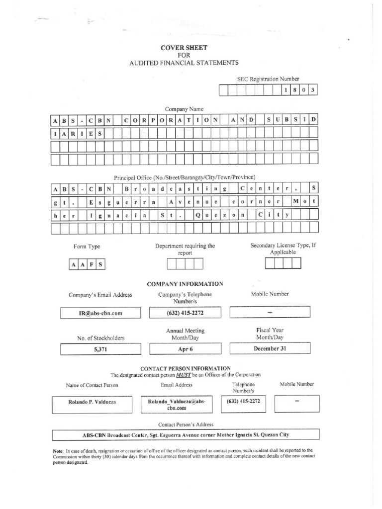 Abs - CBN Annual Report | PDF | Employee Benefits | Television Network