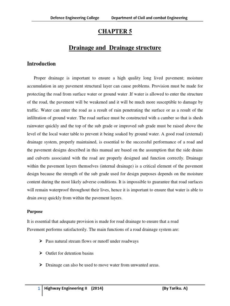 Chapter 5 Drainage and Drainage Structure | PDF | Drainage | Road