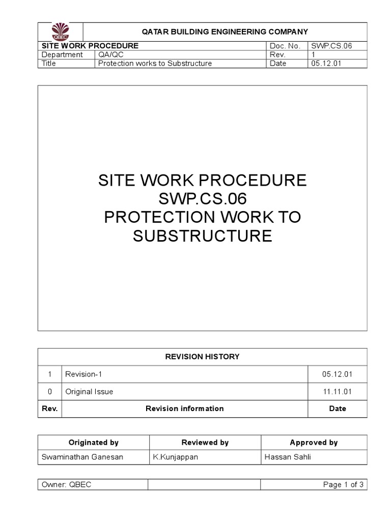 Protection To Substructure-Method Statement | PDF | Engineering | Industries