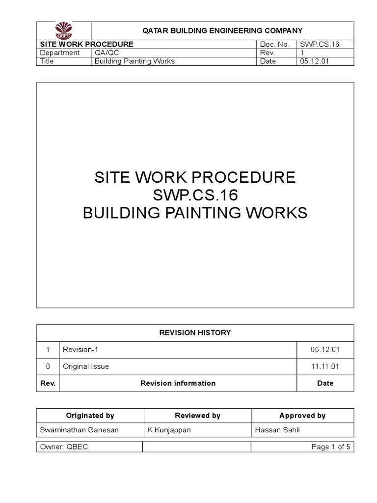 Building Painting Works Procedure | PDF | Paint | Art Media