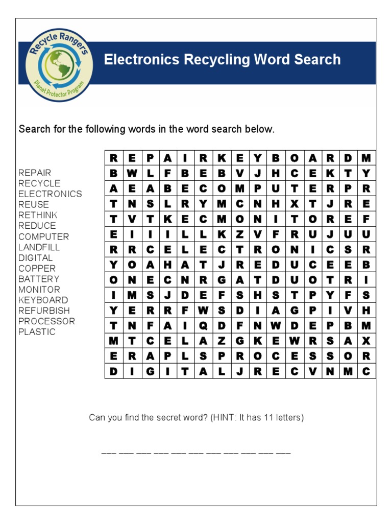 Electronics Recycling Word Search | PDF