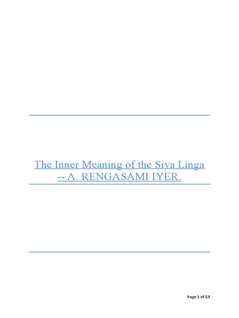 The Inner Meaning of The Siva Linga | PDF | Puranas | Hindu Deities