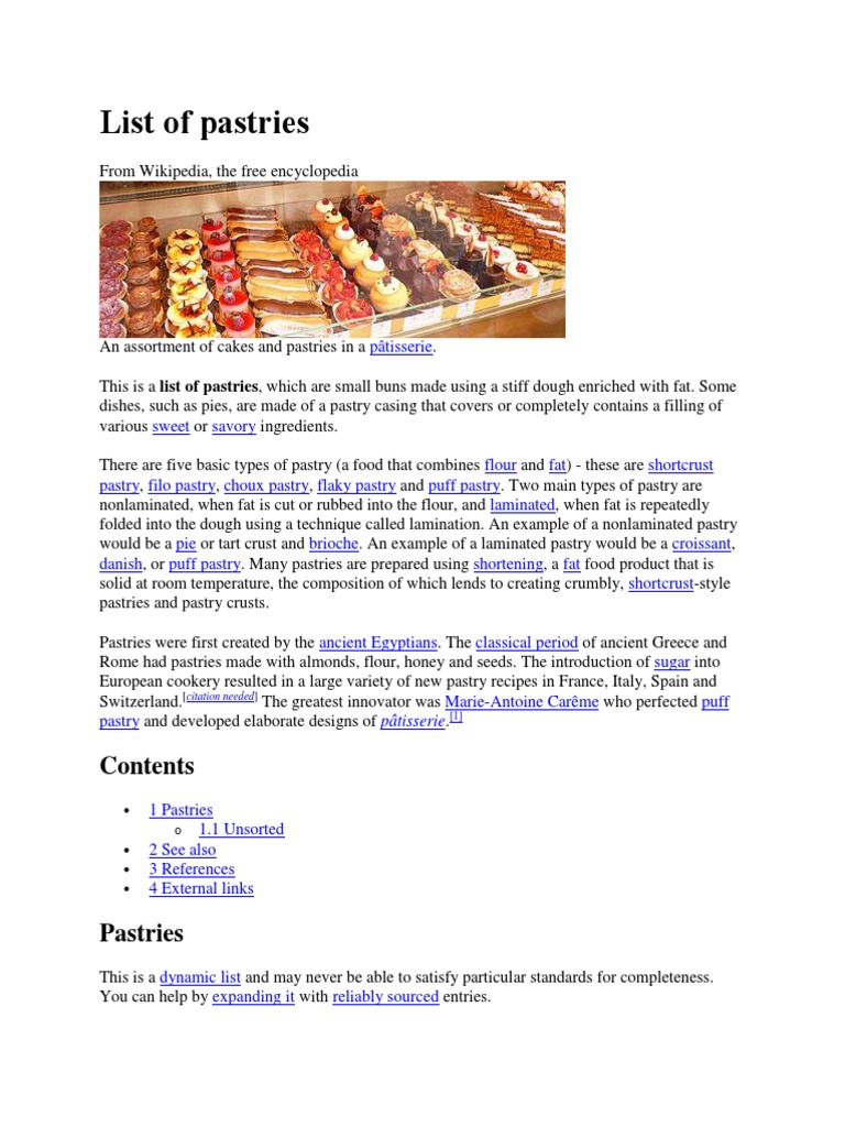 Comprehensive Pastry Name List | PDF | Cakes | Custard