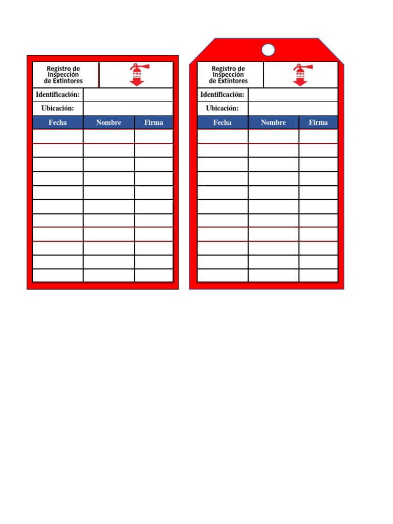 Tarjeta De Inspeccin De Extintoresdocx Tarjetas Extintores | PDF