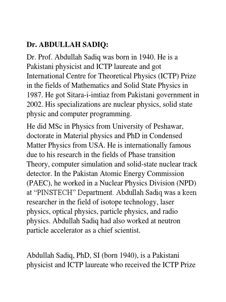 Abdullah Sadiq | PDF | Physics | Physical Sciences
