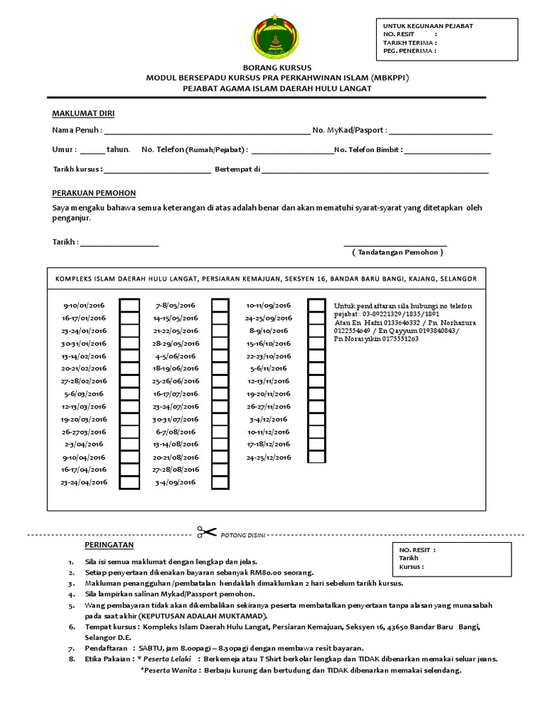 Borang Kursus Kahwin | PDF