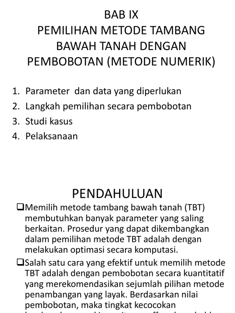 BAB VIIII (Pemilihan Metode TBT Dengan Pembobotan | PDF