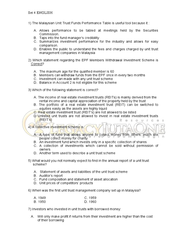 Cute Exam Paper Set 4 | Download Free PDF | Investor | Investing