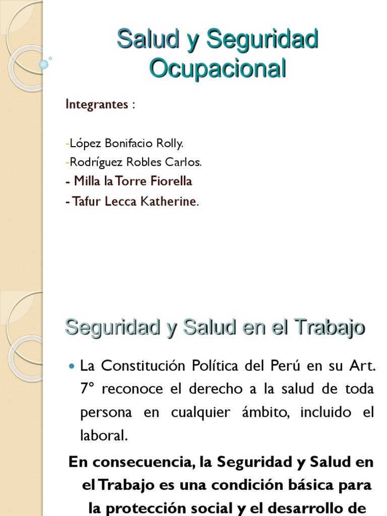 Salud Ocupacional - DIAPOSITIVAS | PDF | Derecho laboral | Seguridad y ...