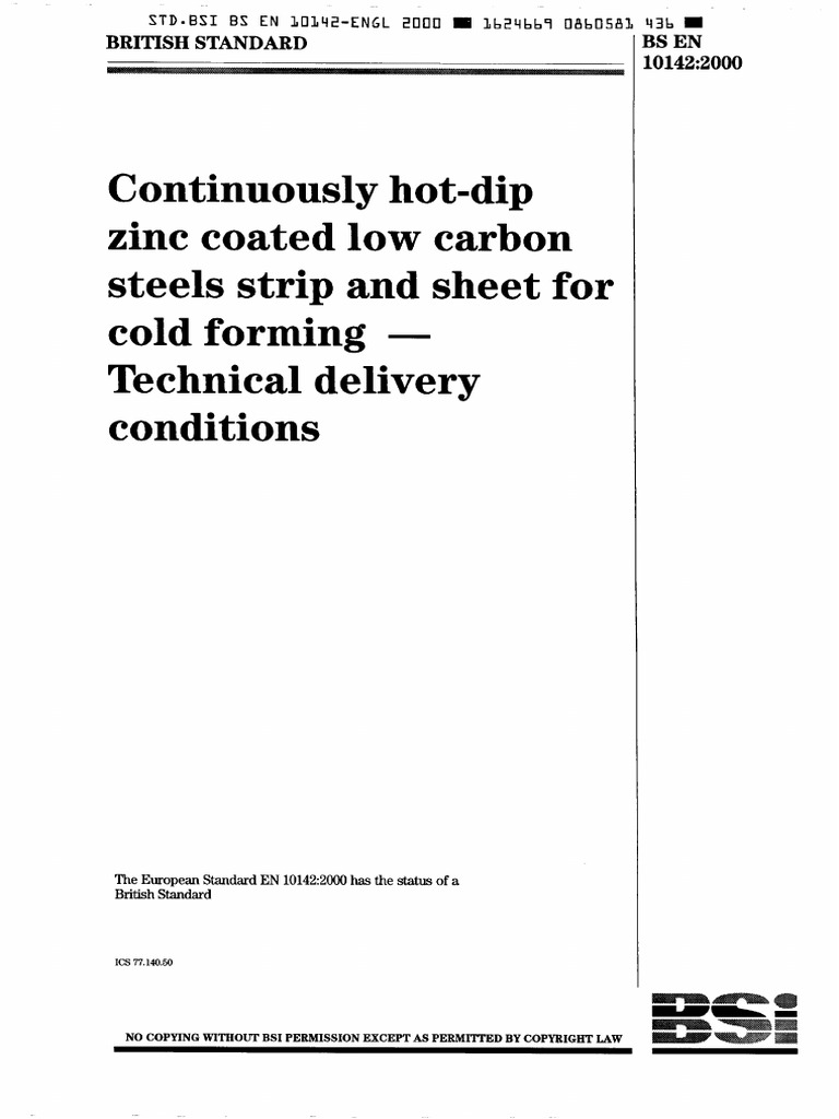 Bs en 10142 Hot Dip Zinc Coating | PDF