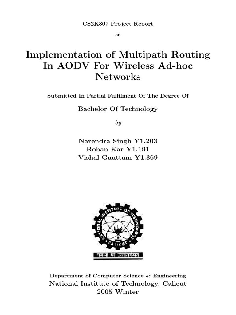 Implementation of Multipath Routing in AODV For Wireless Ad-Hoc Networks | PDF | Routing ...