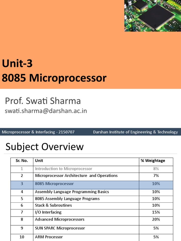 Unit-3 8085 Microprocessor: Prof. Swati Sharma | PDF | Central ...