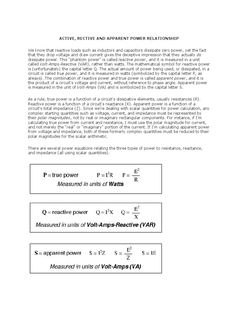 Power Types: True, Reactive, Apparent | PDF | Ac Power | Electrical ...