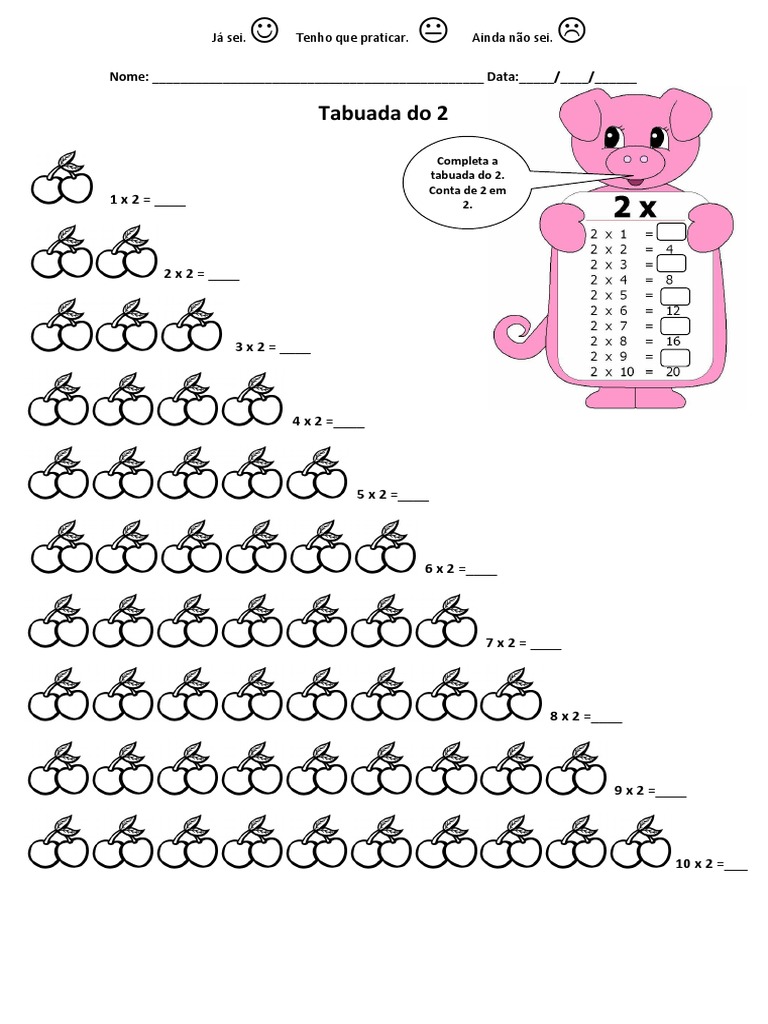 Tabuada Do 2 | PDF | Qualia | Materiais de Arte