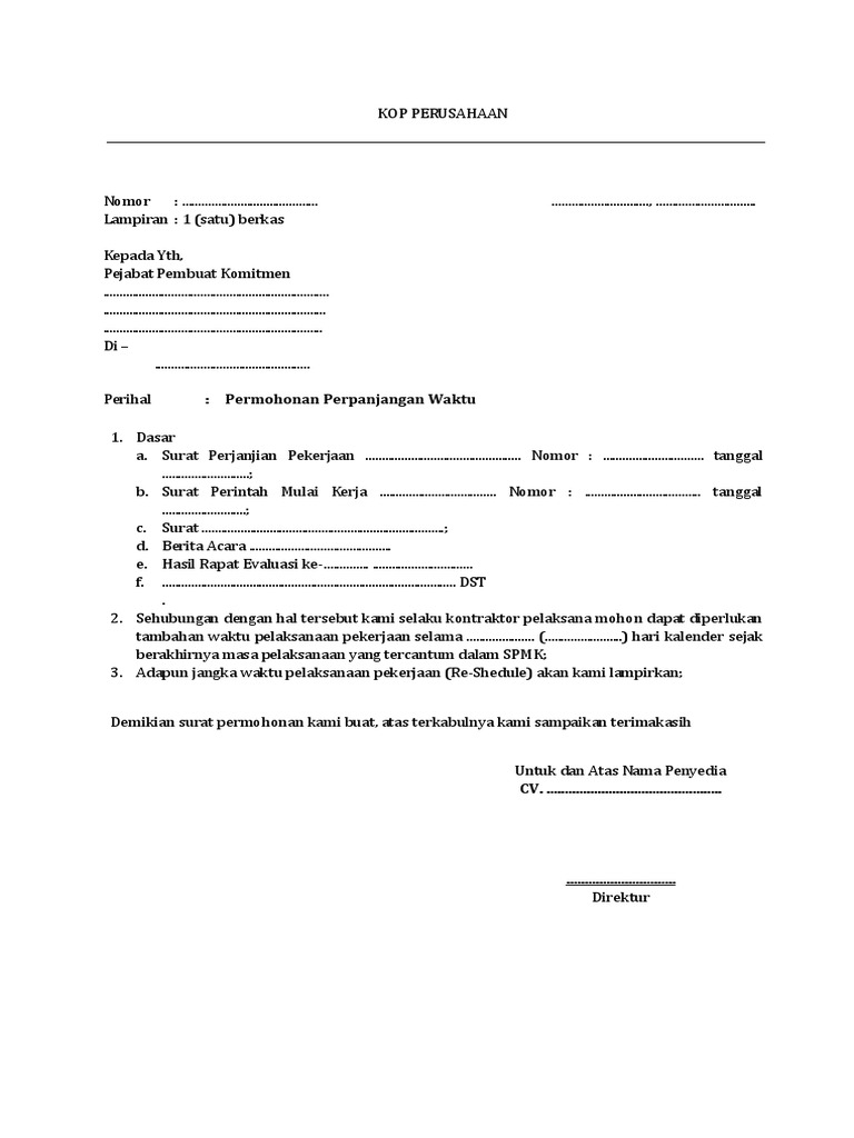 Contoh Surat Perpanjangan Waktu | PDF