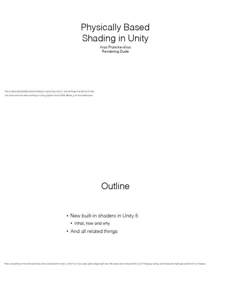 201403-GDC UnityPhysicallyBasedShading Notes | PDF | Shader | Texture ...