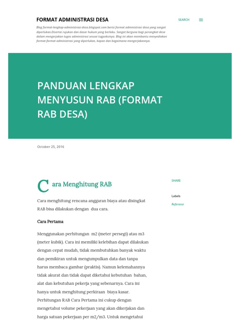 Panduan Lengkap Menyusun Rab (Format Rab Desa) | PDF