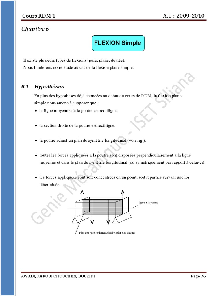 Chapitre 6 Flexion Simple PDF | PDF | Flexion (matériau) | Résistance des matériaux