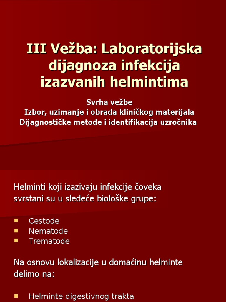 VEZBA 3 Laboiratorijska DG Helmintoza | PDF