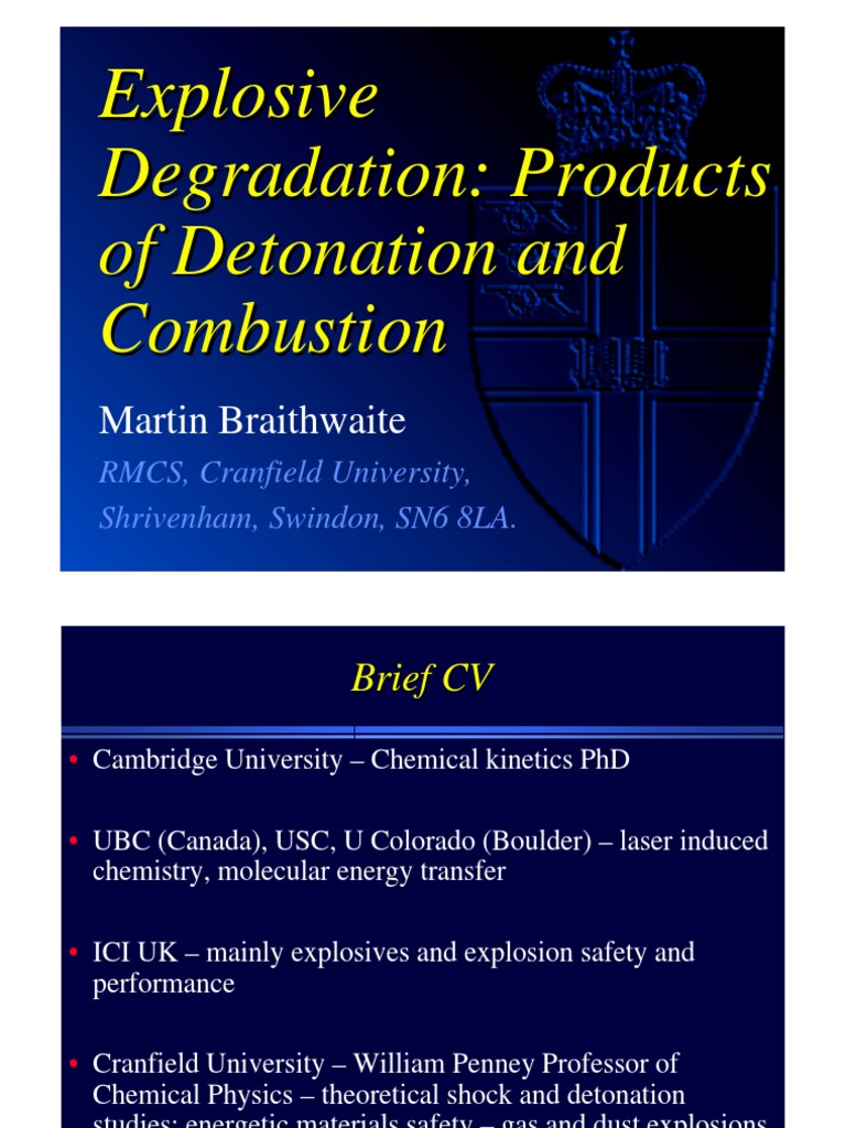 Explosive Degradation: Products of Detonation and Combustion | PDF ...