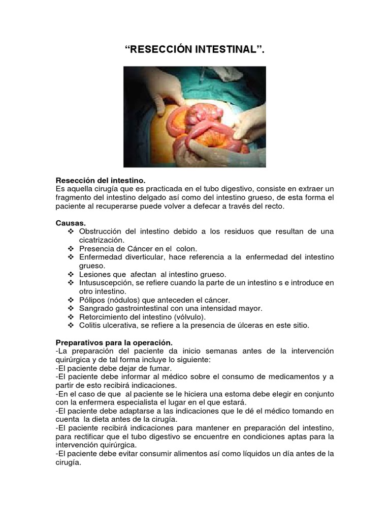 Resección Intestinal | PDF | Terapia intravenosa | Sangre