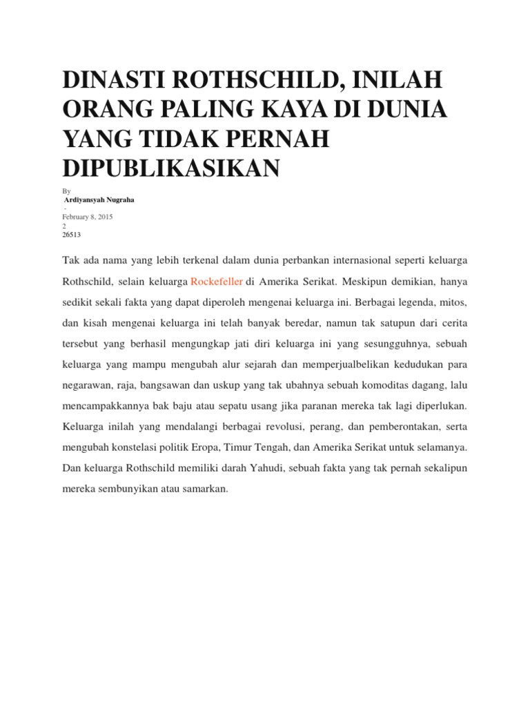 Keluarga Rothschild: Sejarah dan Pengaruhnya | PDF | Sejarah