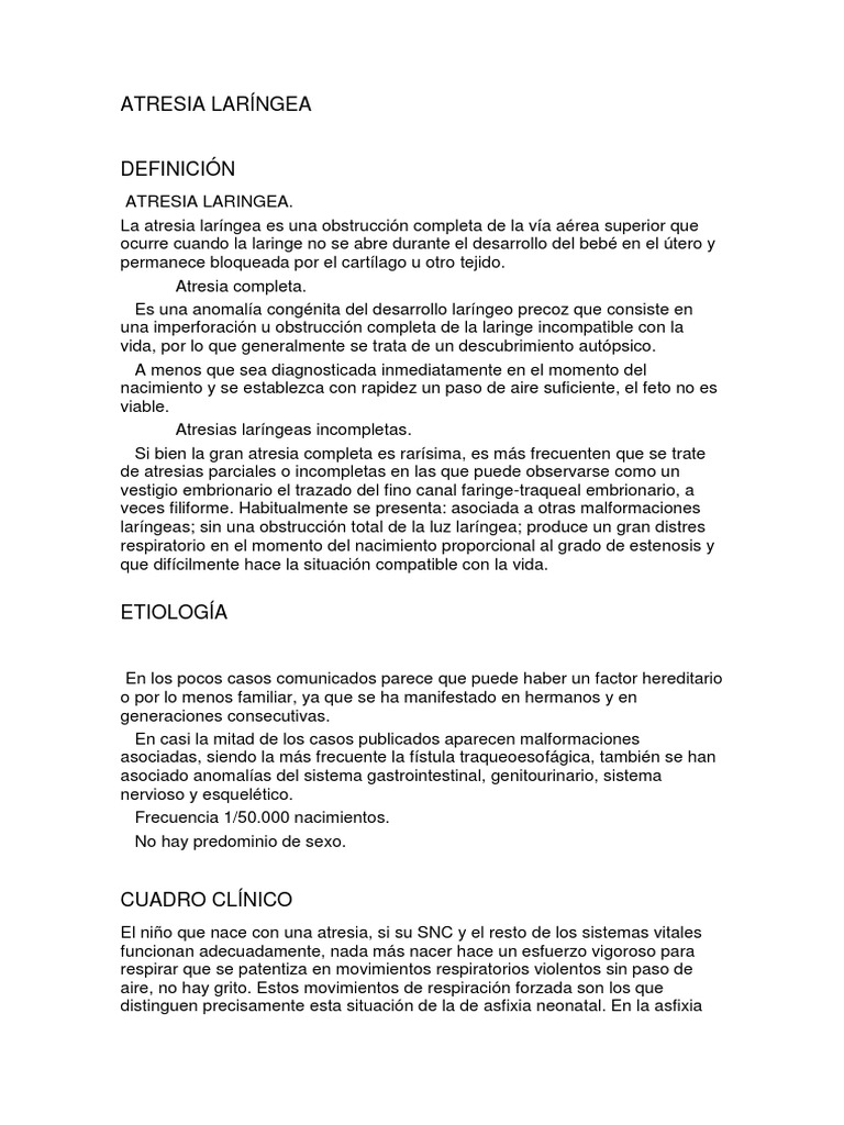 Atresia Laríngea | PDF | Endoscopia | Parto