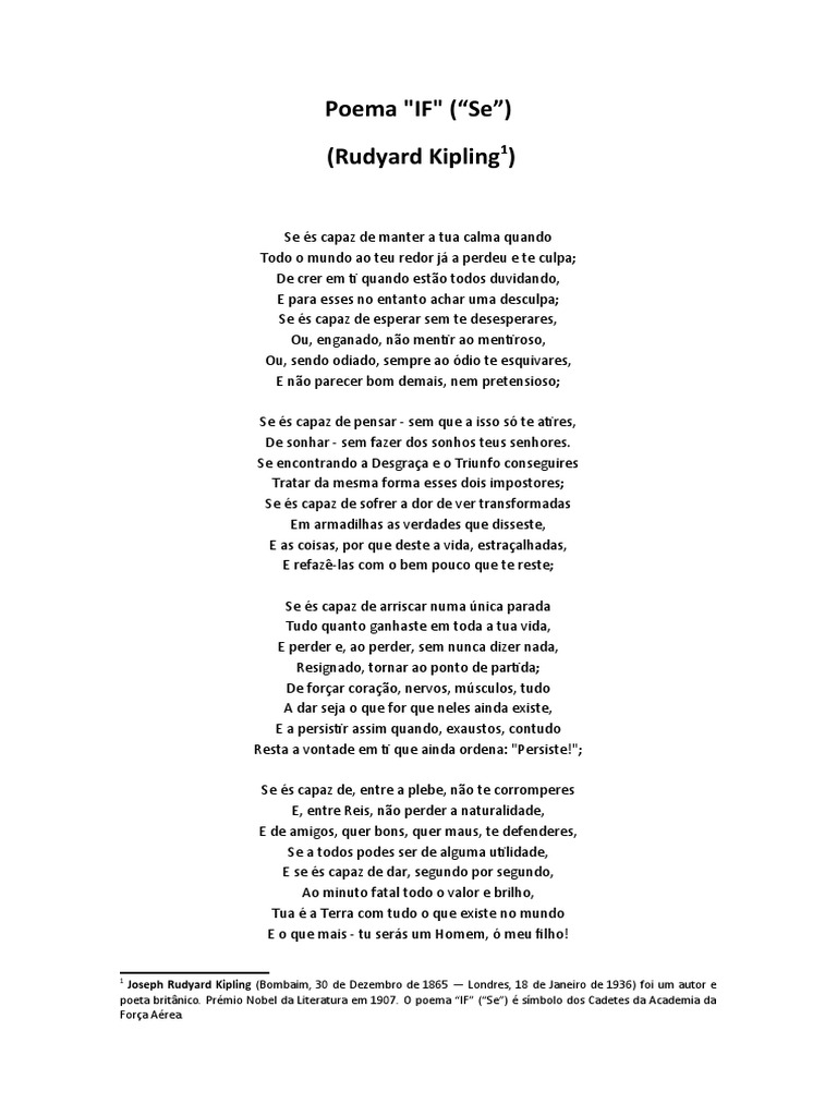 Poema IF (Se) - Rudyard Kipling
