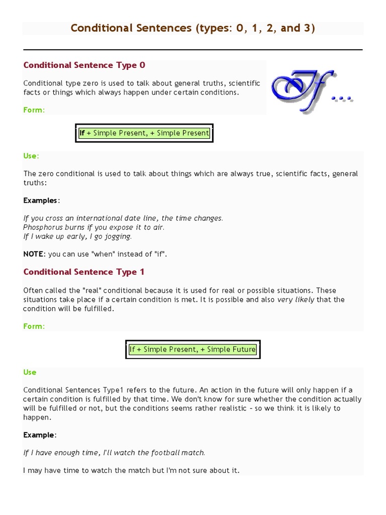 Conditional Three Types Lesson Easy | PDF | Grammar | Syntax