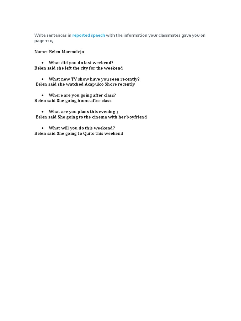 Reported Speech | PDF