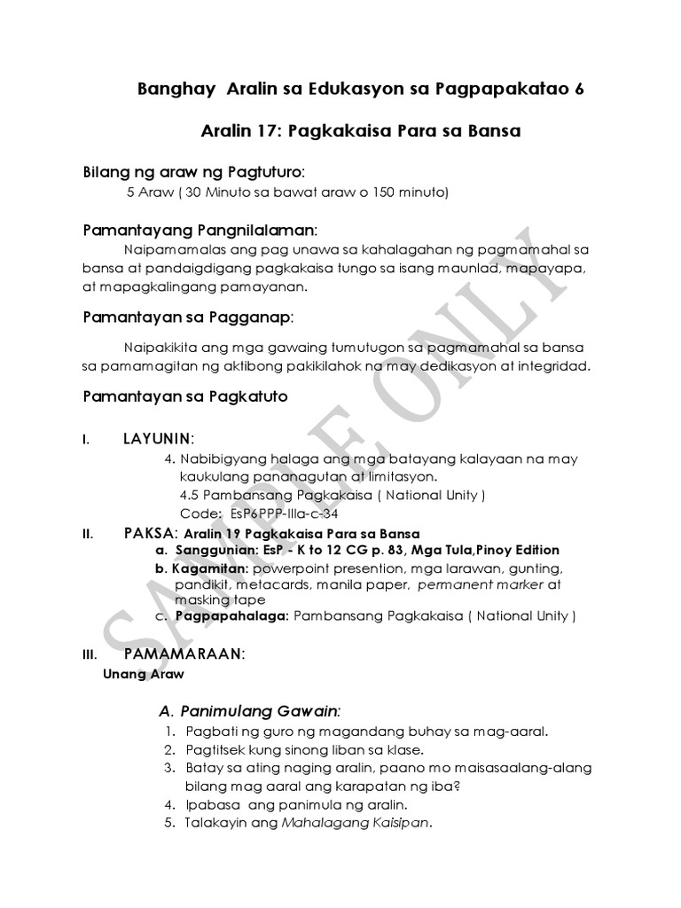 3RD Q ESP Aralin 17 | PDF