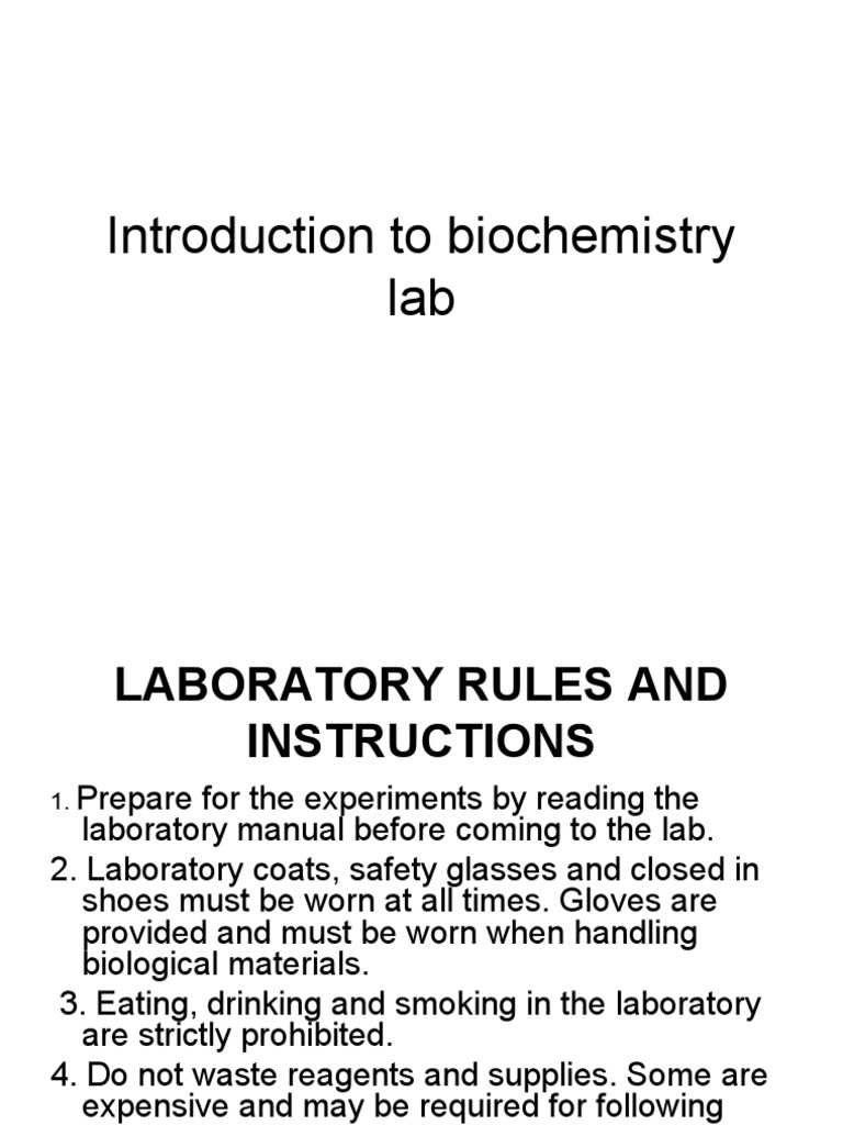 Introduction To Biochemstry Lab | PDF | Spectrophotometry | Blood Plasma