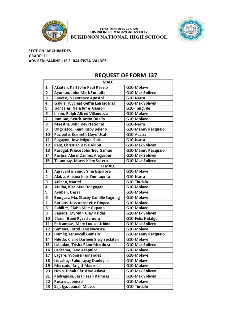 Form 137 | PDF