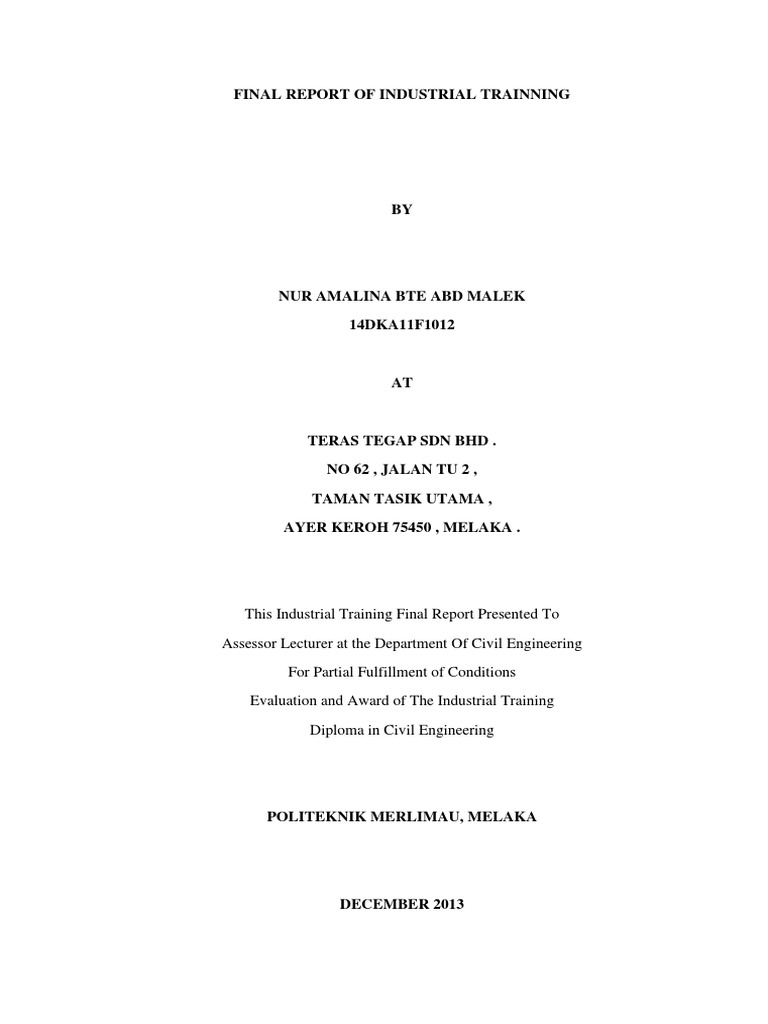 Final Report of Industrial Trainning | PDF | Technology & Engineering
