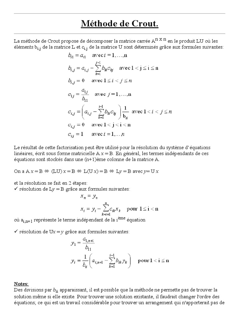 Méthode de Crout | PDF